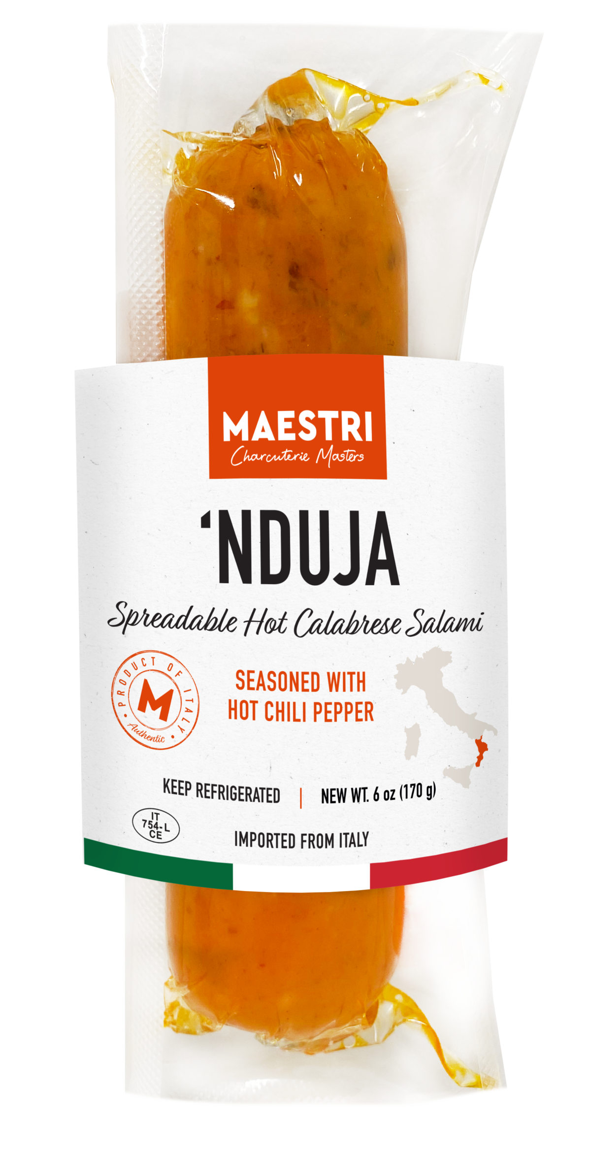 Maestri Nduja, Spreadable Hot Calabrese Salami, From Italy, 6oz | 170g ...