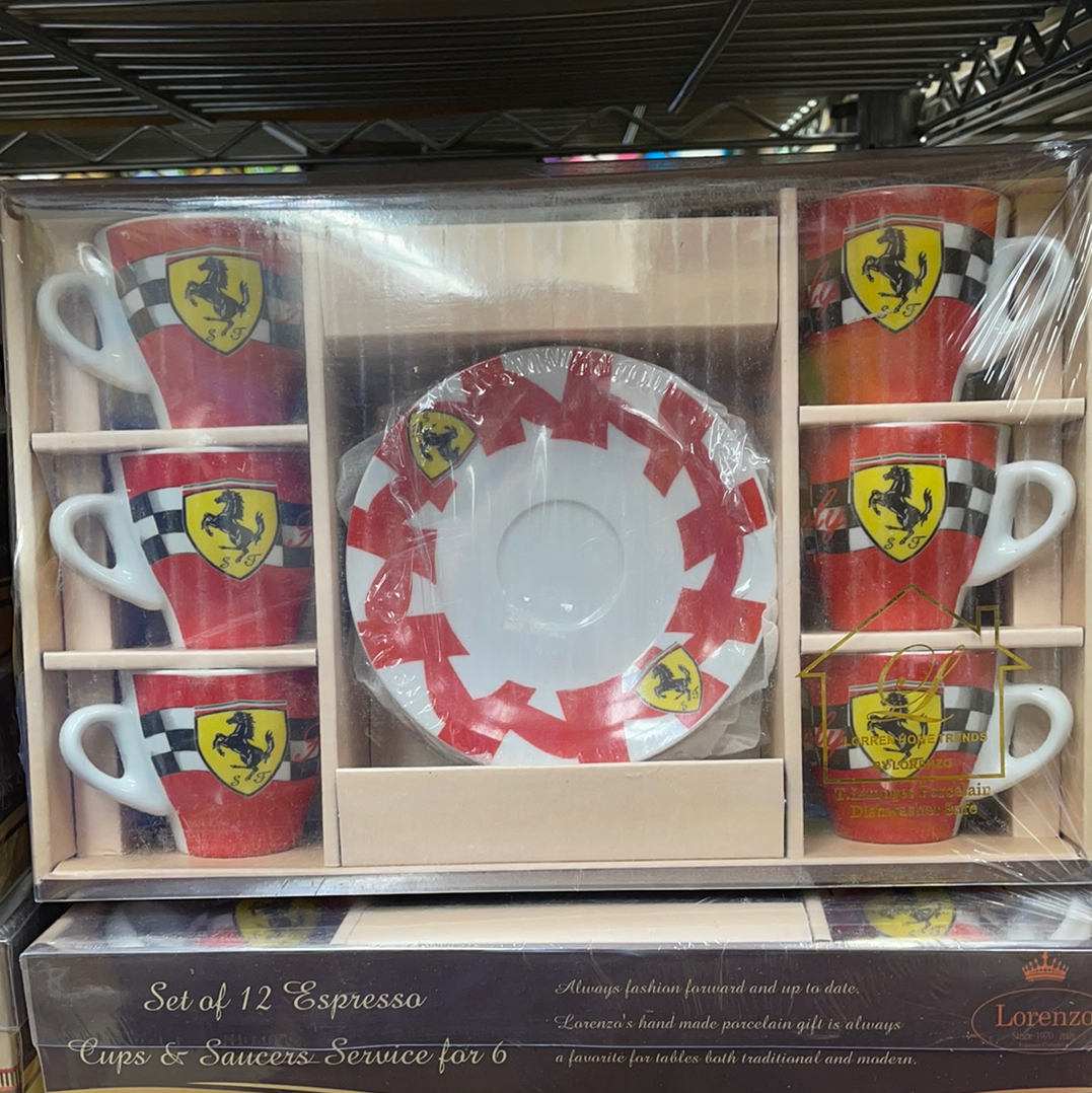Ferrari Espresso Cups and Saucers set of 6 — Piccolo's Gastronomia Italiana