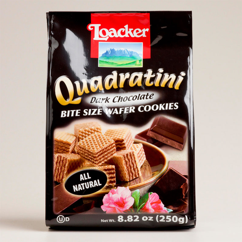 Loacker Quadratini Bite Size Wafers, Dark Chocolate, 8.82 oz | 250g ...
