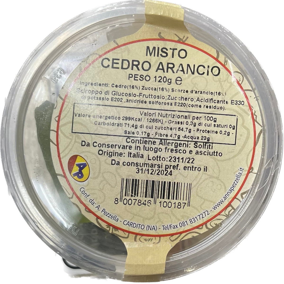 Anna Pezzella Candied Citron Mix, Misto Cedro Arancio, 4.23 oz | 120g ...