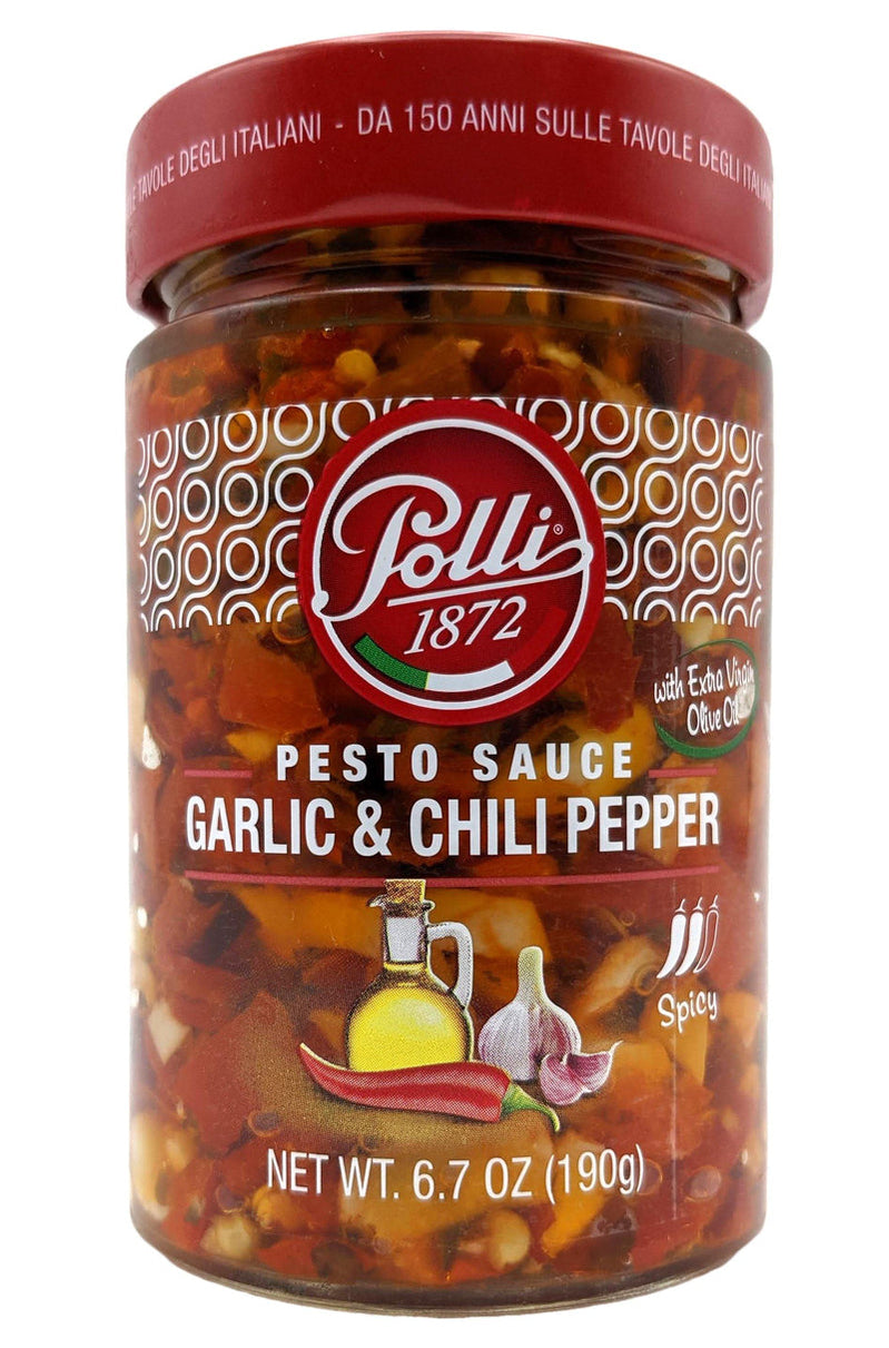 Polli Pesto Sauce, Garlic & Chili Pepper, Spicy, 6.7 oz | 190g ...